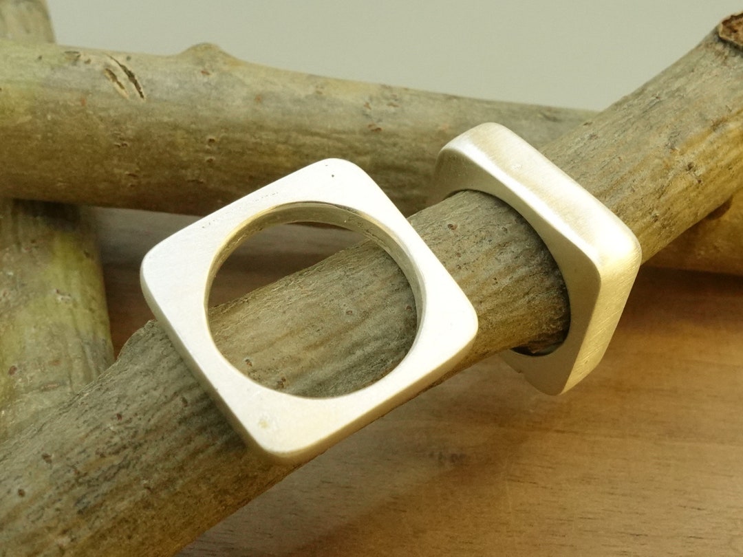 Silver Square Ring Sterling Silver Square Ring Mens Square Ring Womens ...