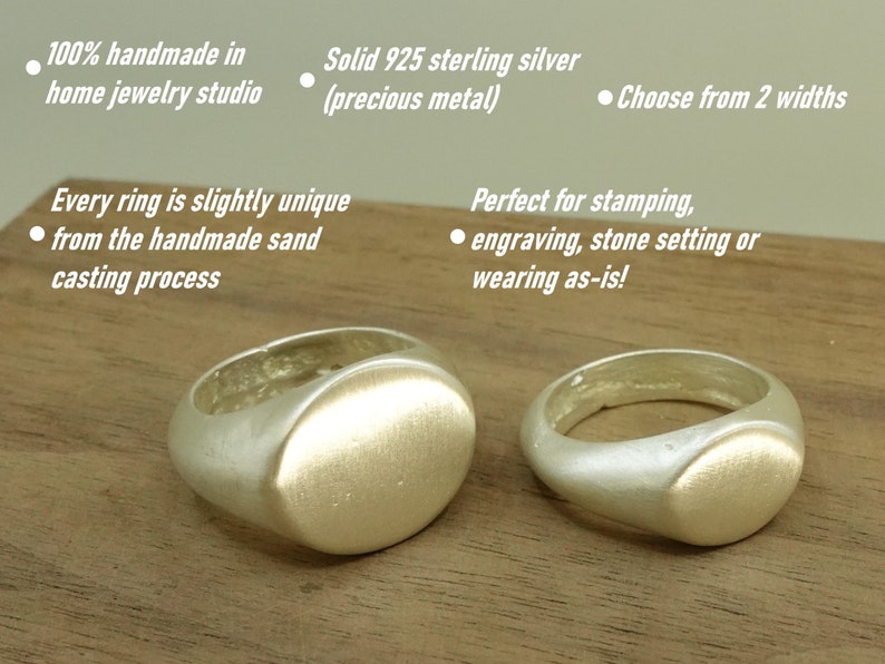 Round Signet Ring Dainty Silver Ring Sterling Silver Signet Ring Silver ...