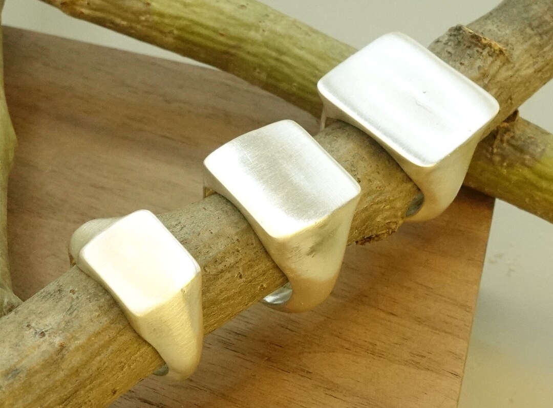 Solid Silver Signet Ring Dainty Silver Ring Heavy Signet Ring Square Mens Signet Ring Womens ...