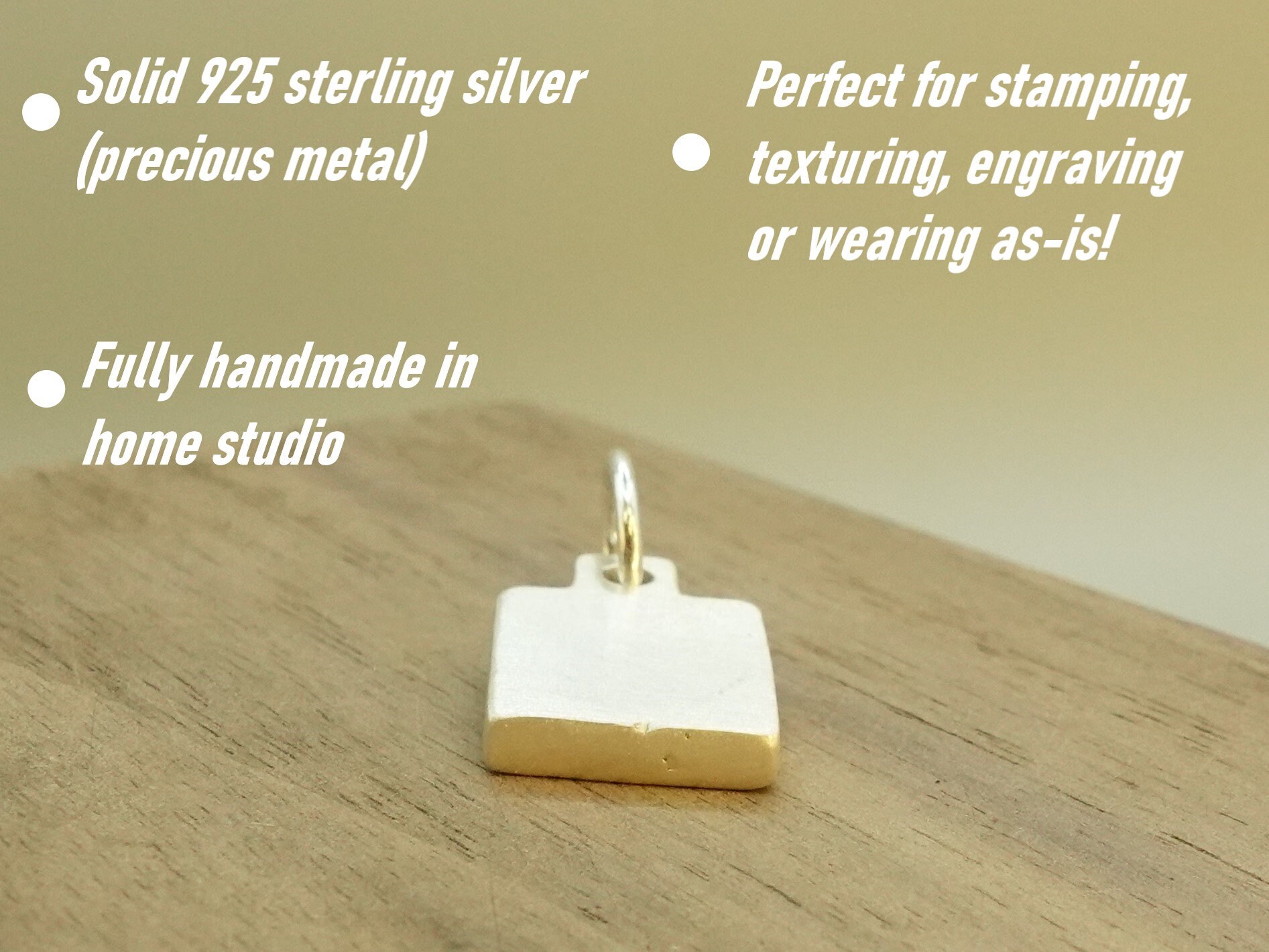 Square Sterling Silver Stamping Pendants Silver Charm Necklace Blank ...