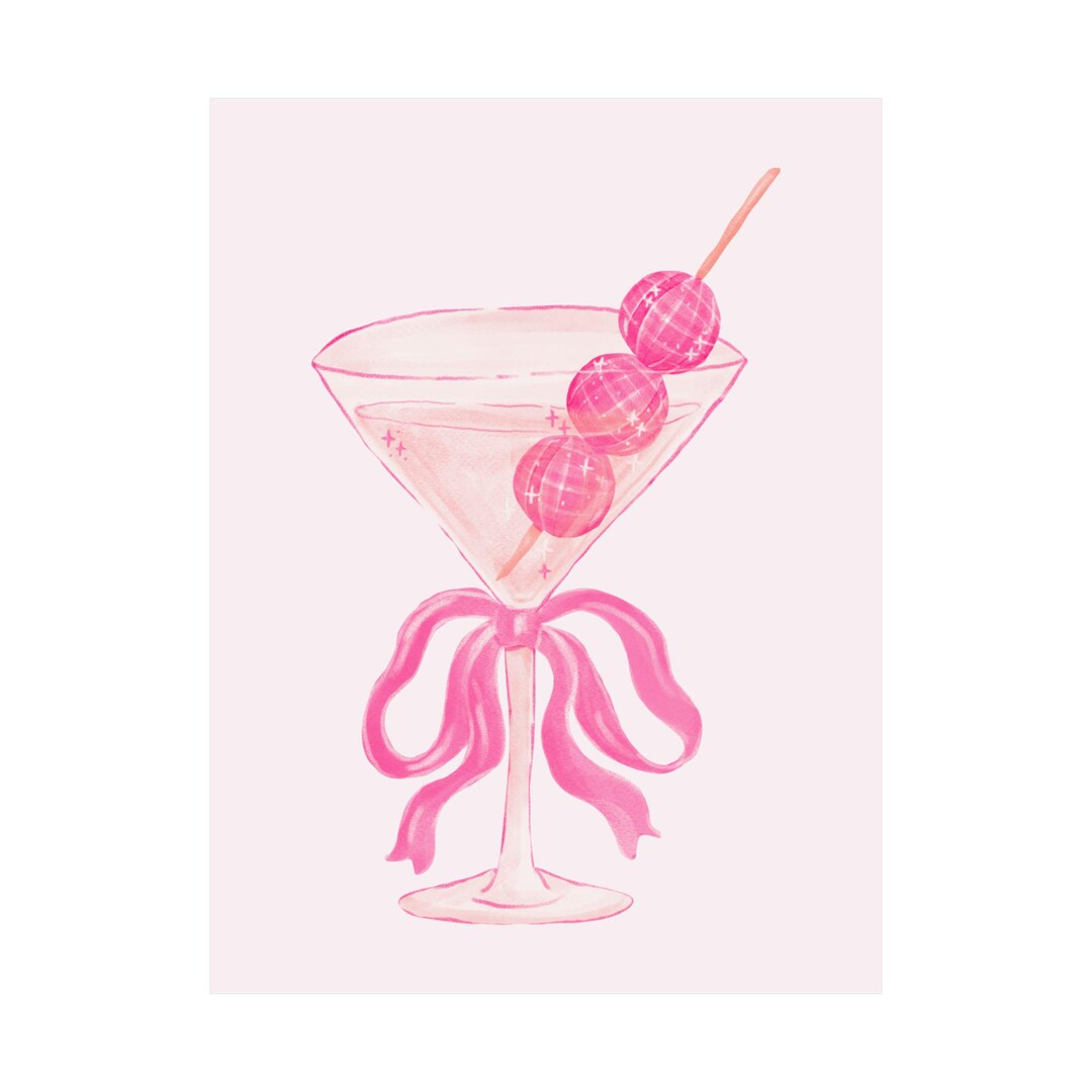 Pink Martini Art Print: Chic Bar Cart Decor, Cocktail Wall Art - Etsy