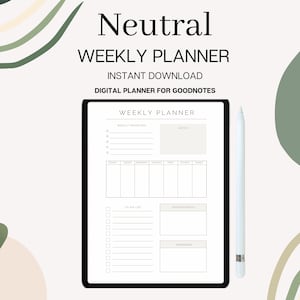 Minimalist Digital Wekly Planner for Goodnotes, Printable PDF, iPad and ...