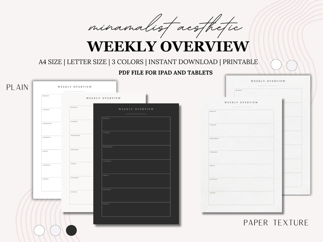 Printable Weekly Planner Portrait Vertical, Minimalist Weekly Schedule ...
