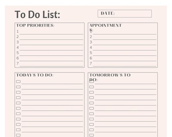 Printable to Do-list Template - Etsy
