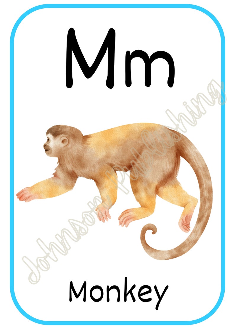 Alphabet Flashcards: Animals. Printable, Digital, Foundational Learning ...