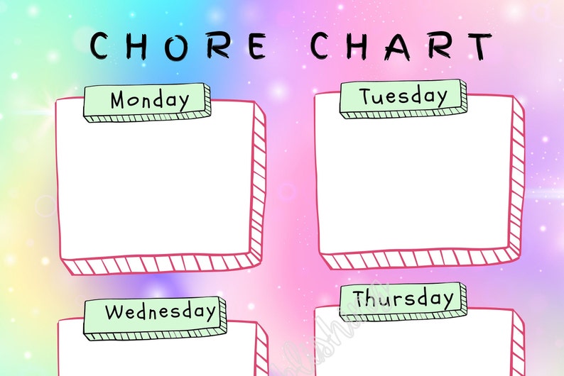 Weekly Chore Chart Printable, Responsibility Chart, Household Chores ...