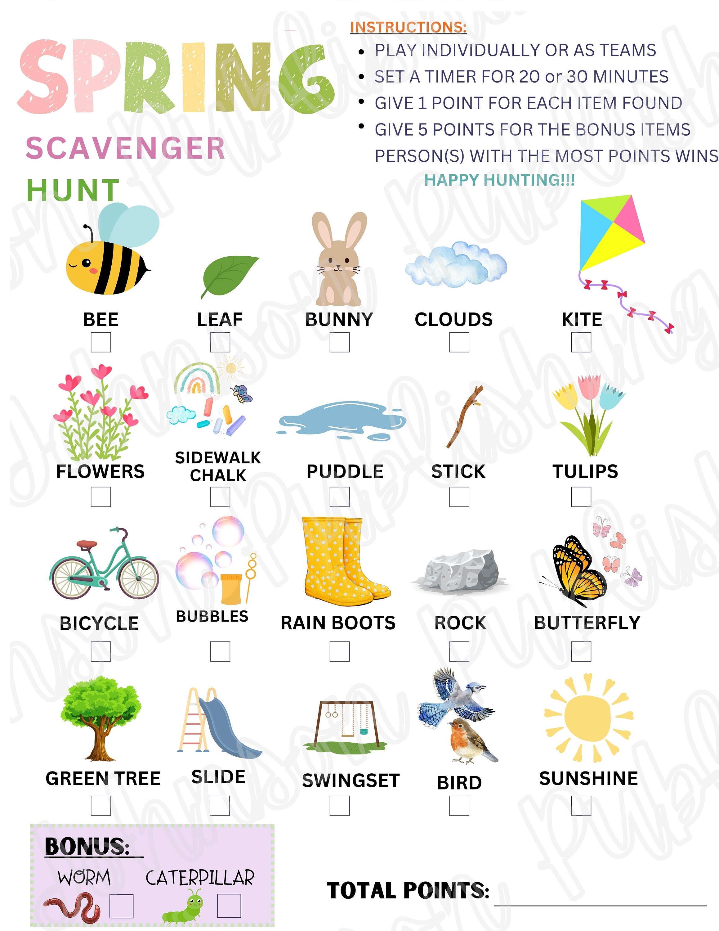SPRING SCAVENGER HUNT Indoor, Outdoor Activity, Kids, Family Game ...