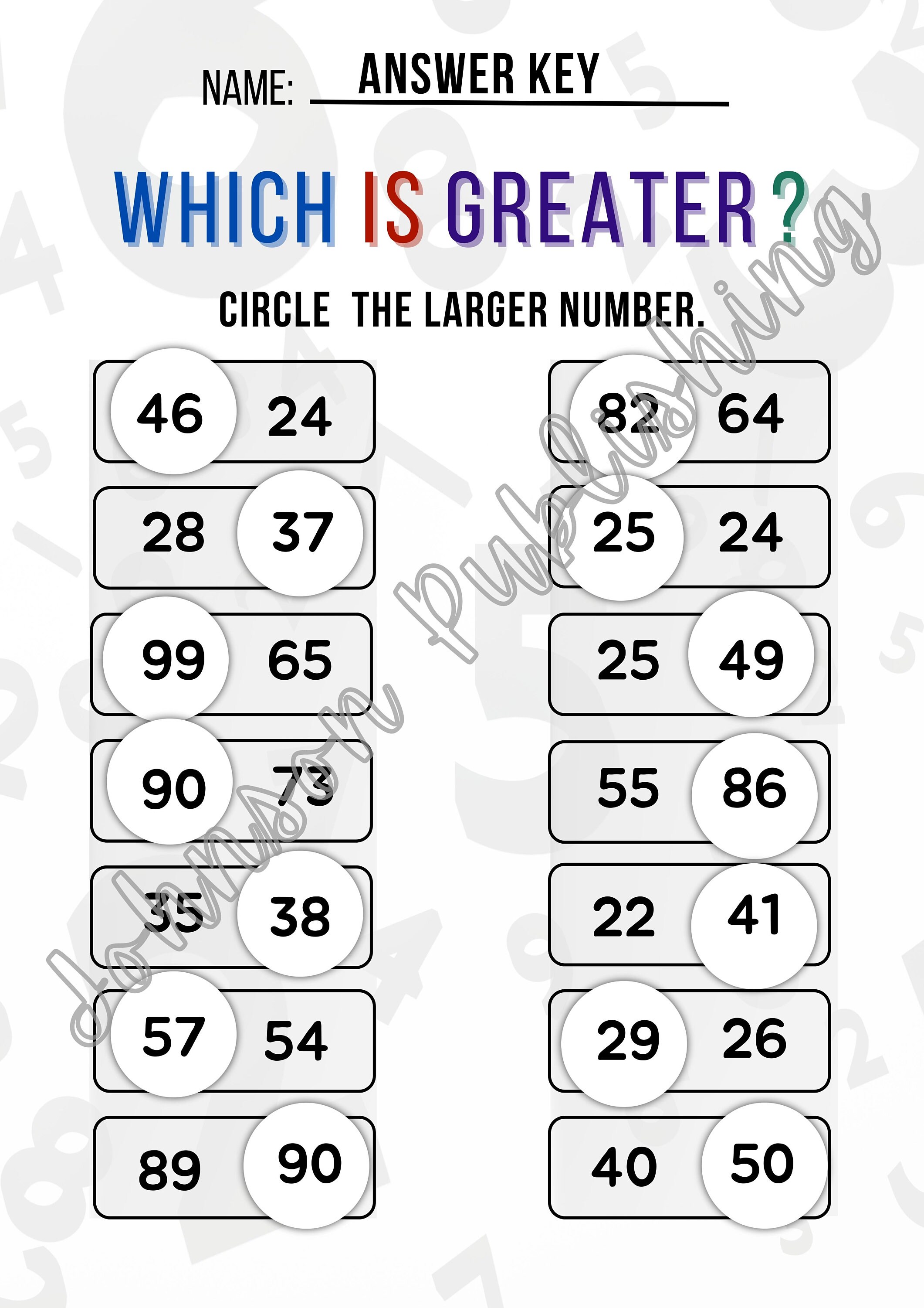 Math Practice Worksheet Large Numbers. Printable, Digital, Worksheet ...