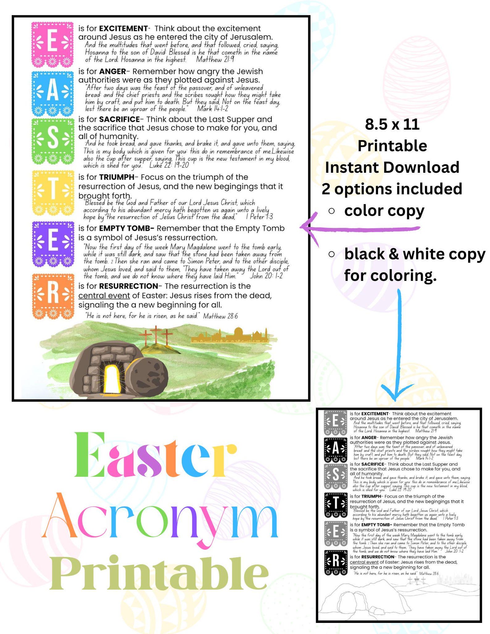 EASTER STORY ACRONYM, Easter Activity, Family Activity, Sunday School ...