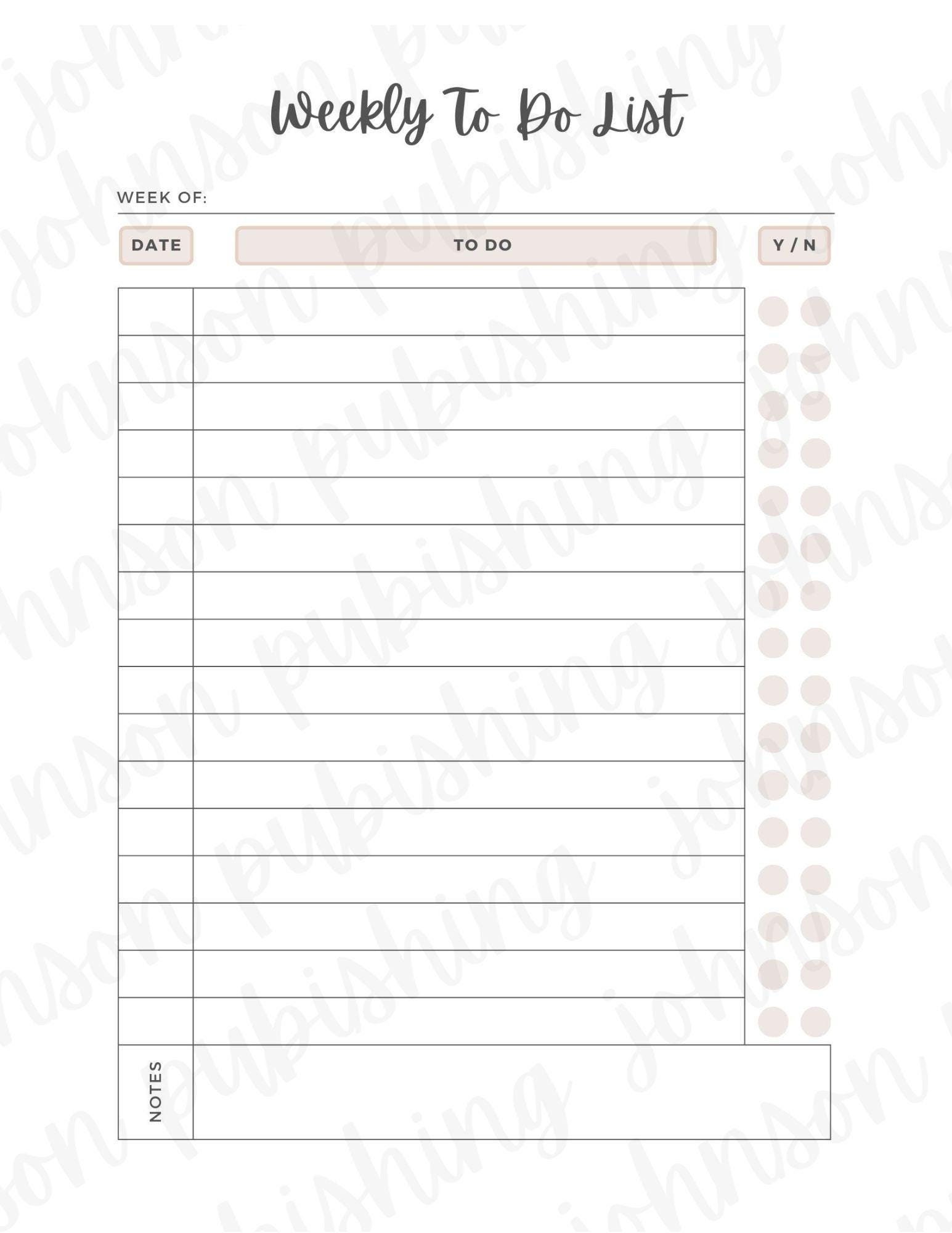 Weekly to Do List Printable, Goal Setting, Daily Planner, Daily List ...