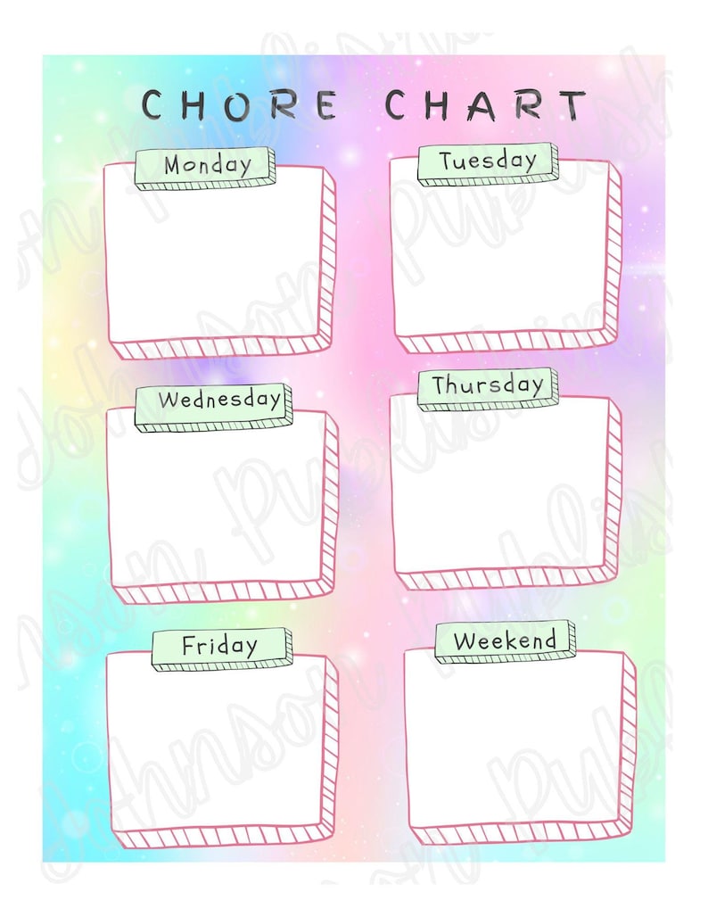 Weekly Chore Chart Printable, Responsibility Chart, Household Chores ...