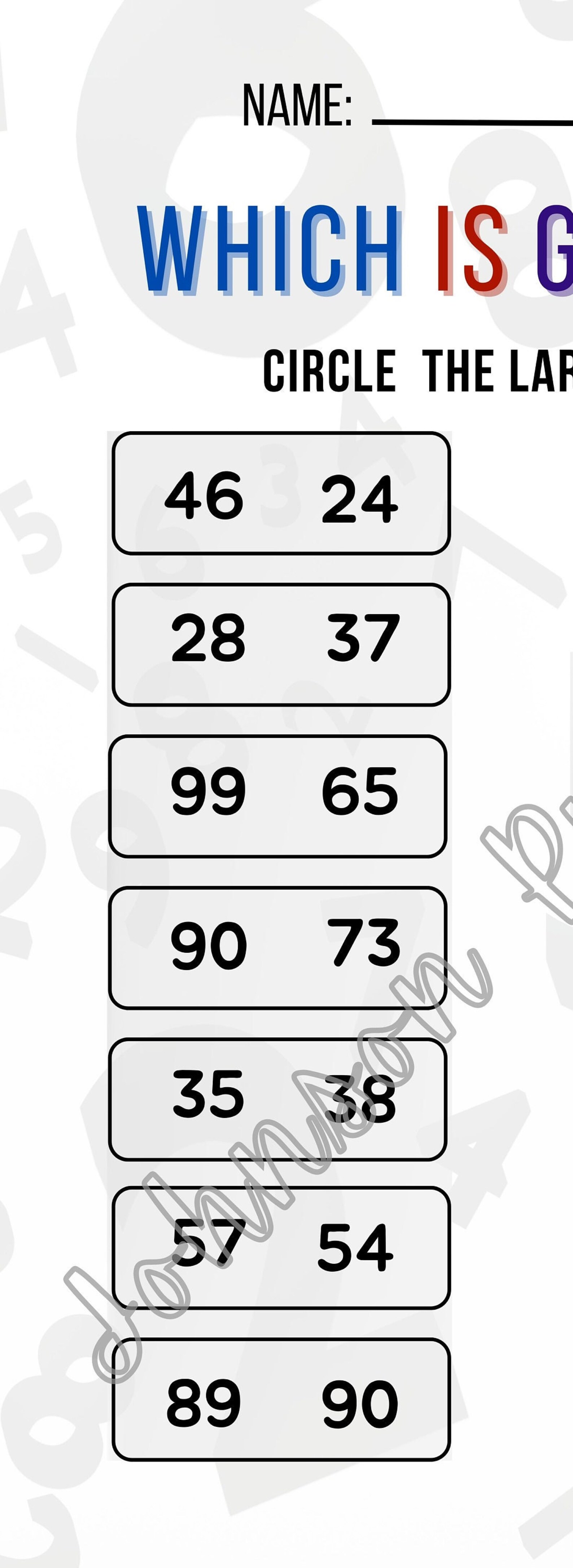 Math Practice Worksheet Large Numbers. Printable, Digital, Worksheet ...