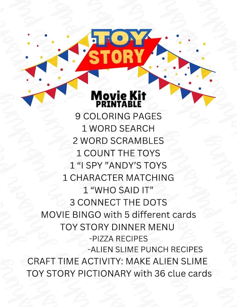TOY STORY Inspired Family Movie Night Activity Party Kit, Printable ...