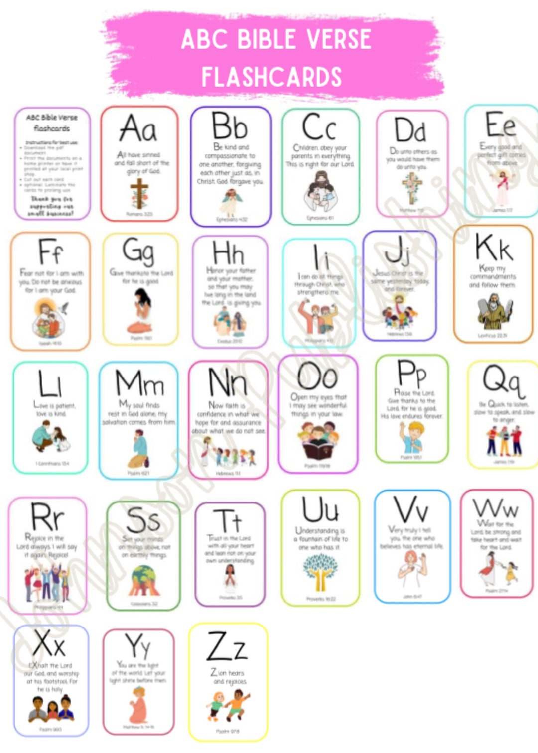 Alphabet Bible Verse: Flashcards Printable, Digital, Learning ...