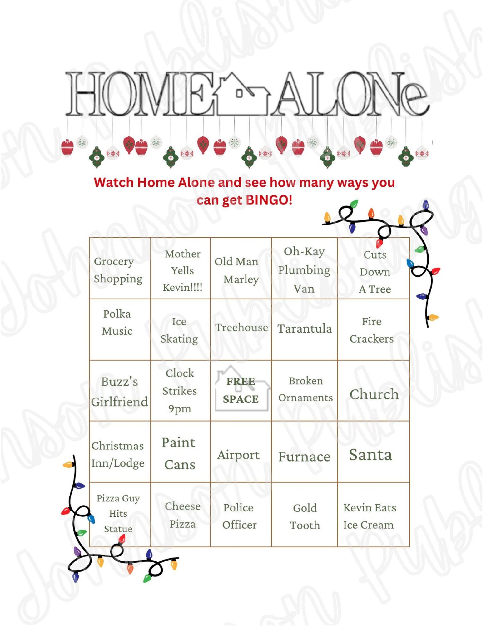 HOME ALONE Family Movie Night Activity Kit Companion, Printable Instant ...