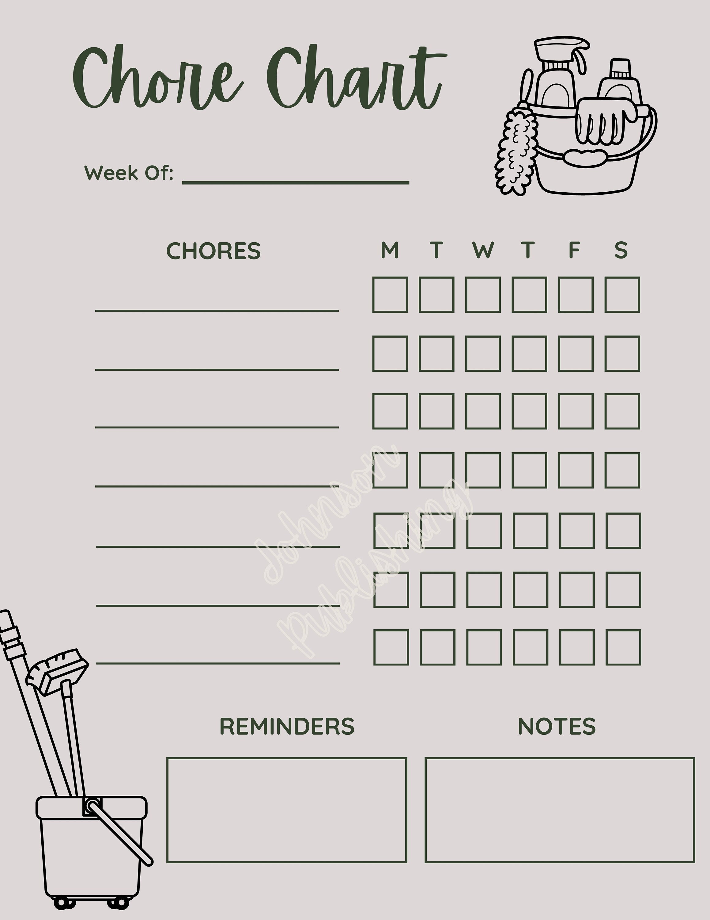 Weekly Chore Chart Printable - Etsy