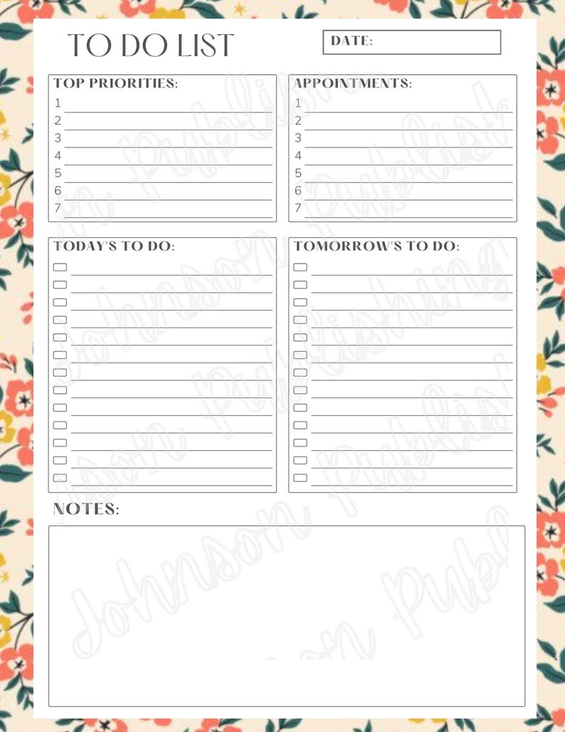 Daily to Do List Printable, Goal Setting Planner (instant Download) - Etsy
