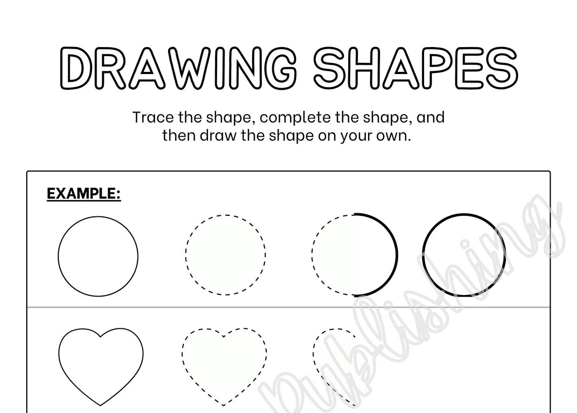 Shapes Practice Worksheet: Drawing. Printable, Digital, Worksheet ...