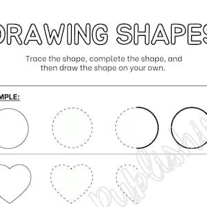 Shapes Practice Worksheet: Drawing. Printable, Digital, Worksheet ...