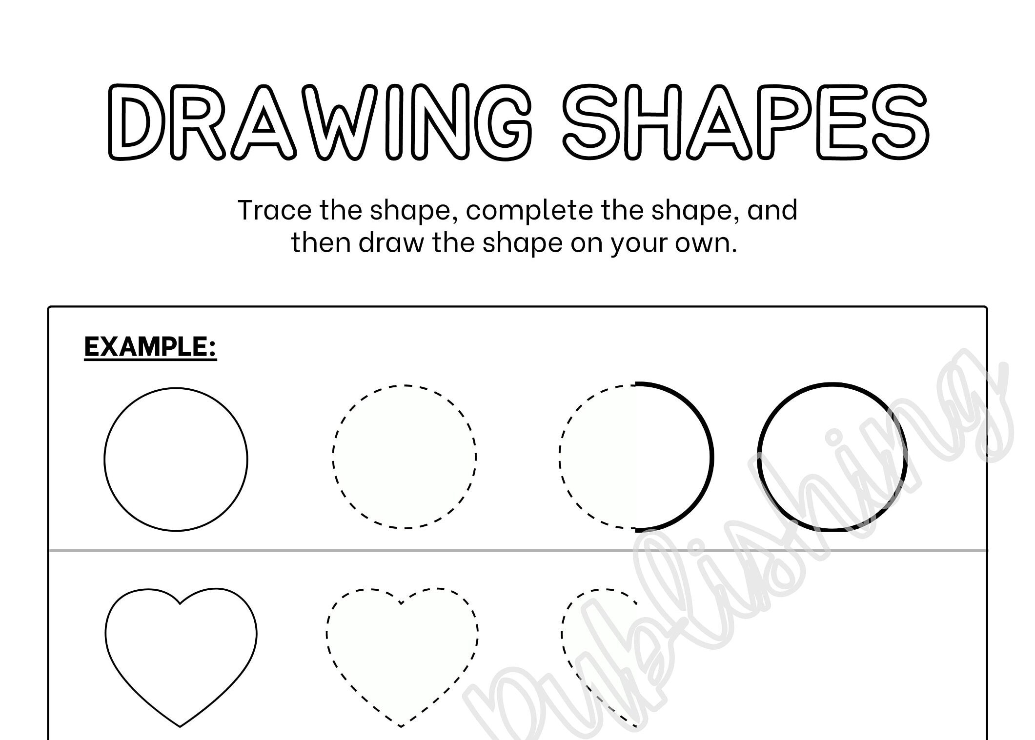 Shapes Practice Worksheet: Drawing. Printable, Digital, Worksheet ...
