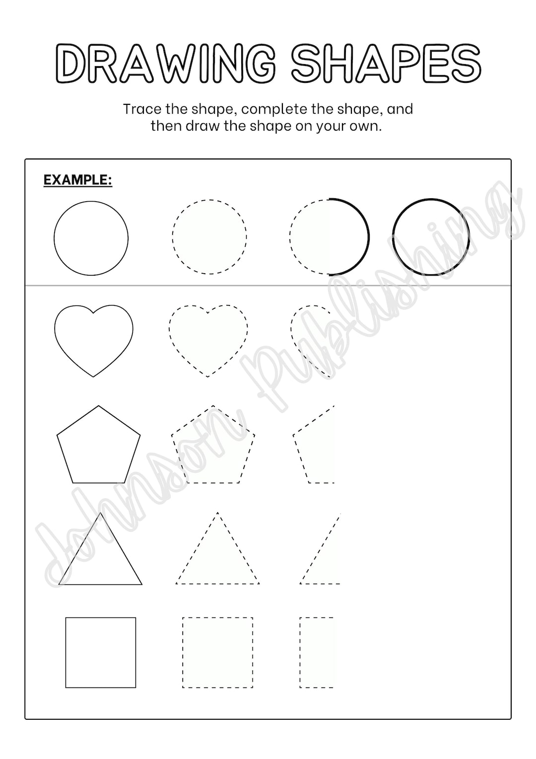Shapes Practice Worksheet: Drawing. Printable, Digital, Worksheet ...