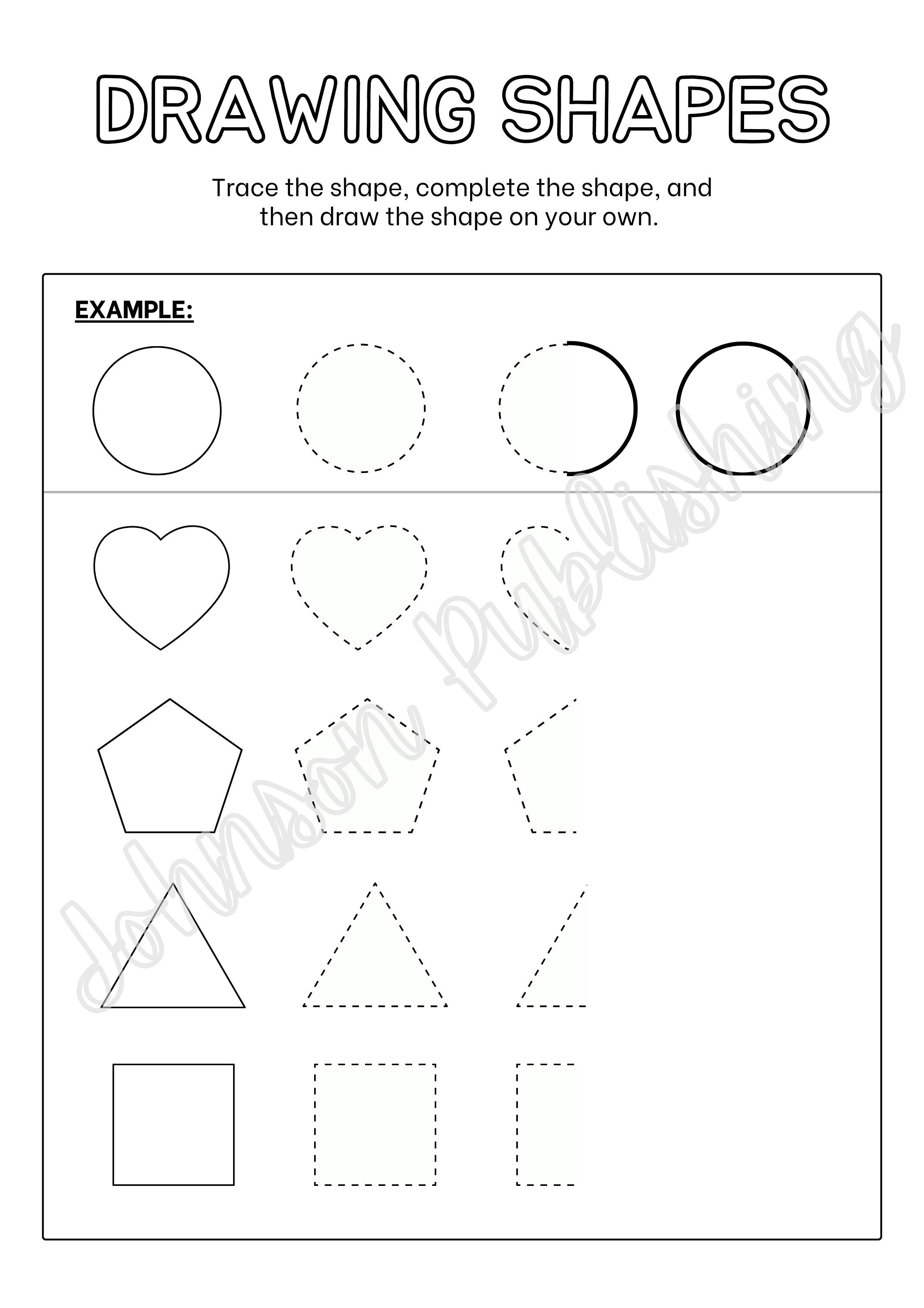 Shapes Practice Worksheet: Drawing. Printable, Digital, Worksheet ...