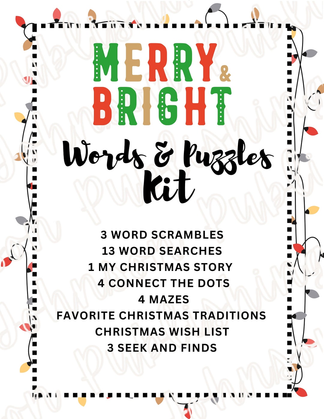 CHRISTMAS ACTIVITY KIT Workbook, Word Search, Word Scramble, Counting ...