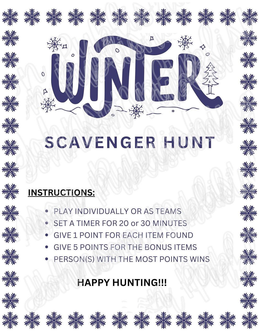 WINTER SCAVENGER HUNT ,indoor and Outdoor Activity, Kids, Family ...