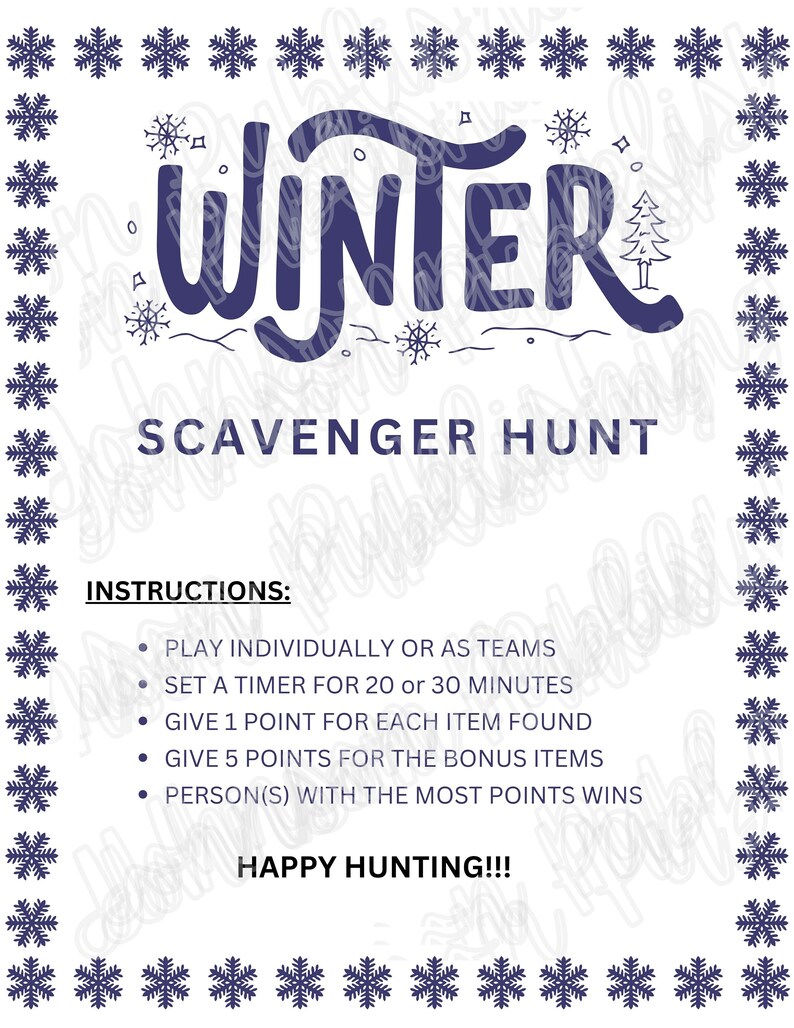 WINTER SCAVENGER HUNT ,indoor and Outdoor Activity, Kids, Family ...