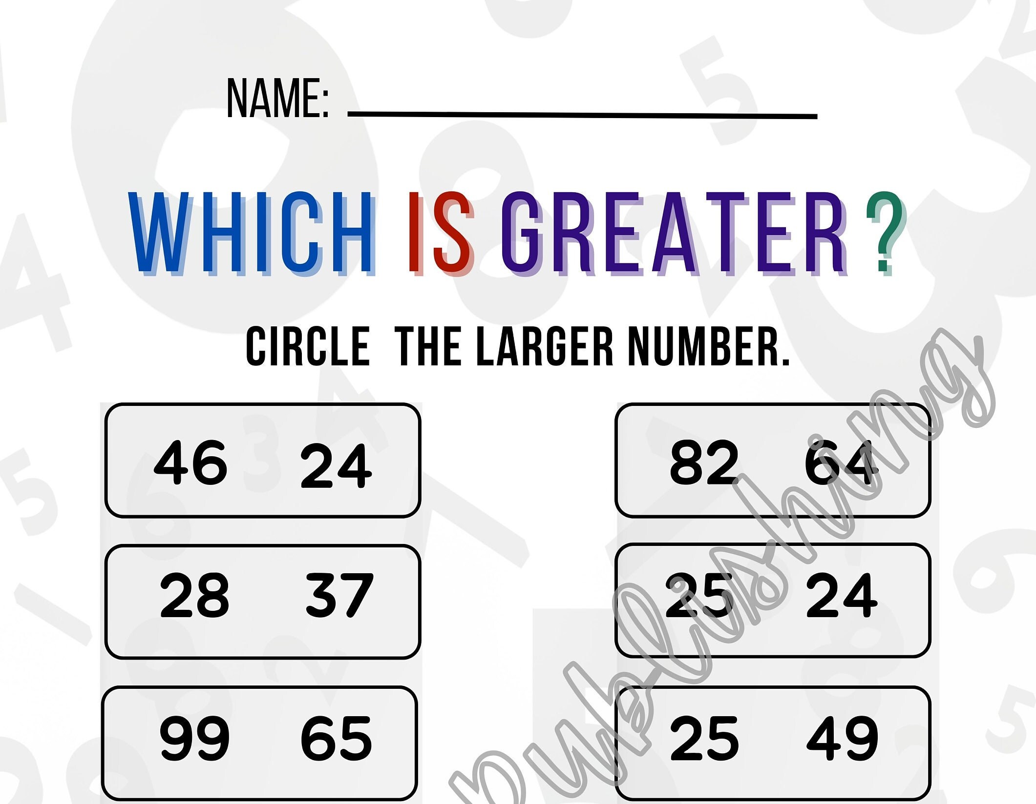 Math Practice Worksheet Large Numbers. Printable, Digital, Worksheet ...