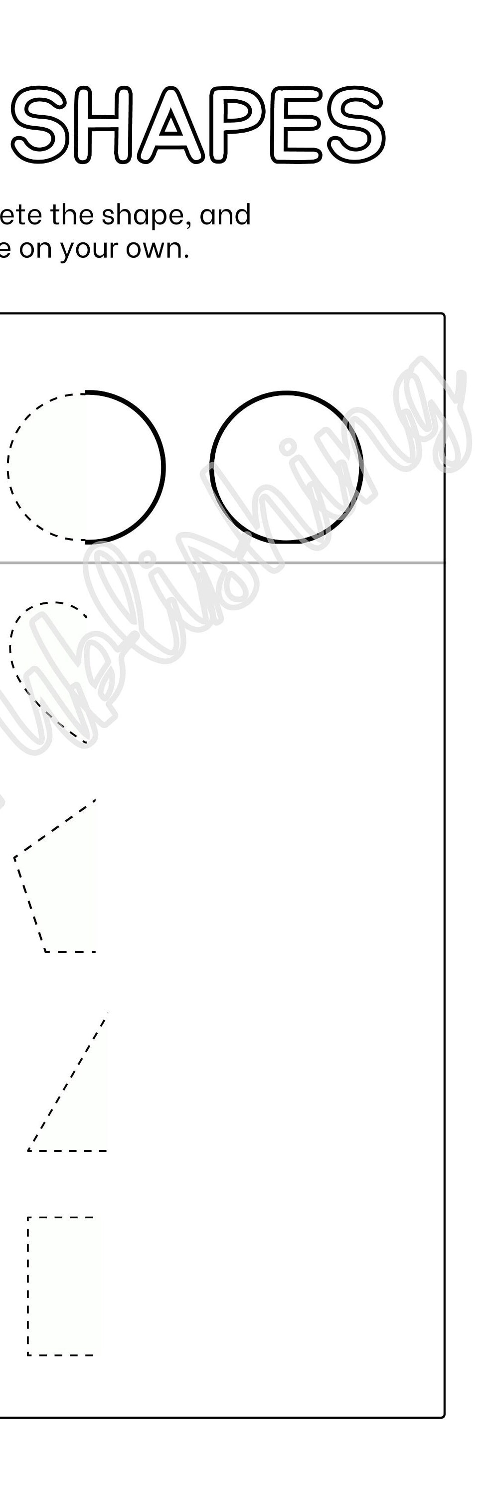 Shapes Practice Worksheet: Drawing. Printable, Digital, Worksheet ...