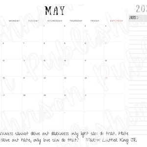 2024 Monthly Calendar Inspirational Quotes Printable landscape 11 X 8.5 ...