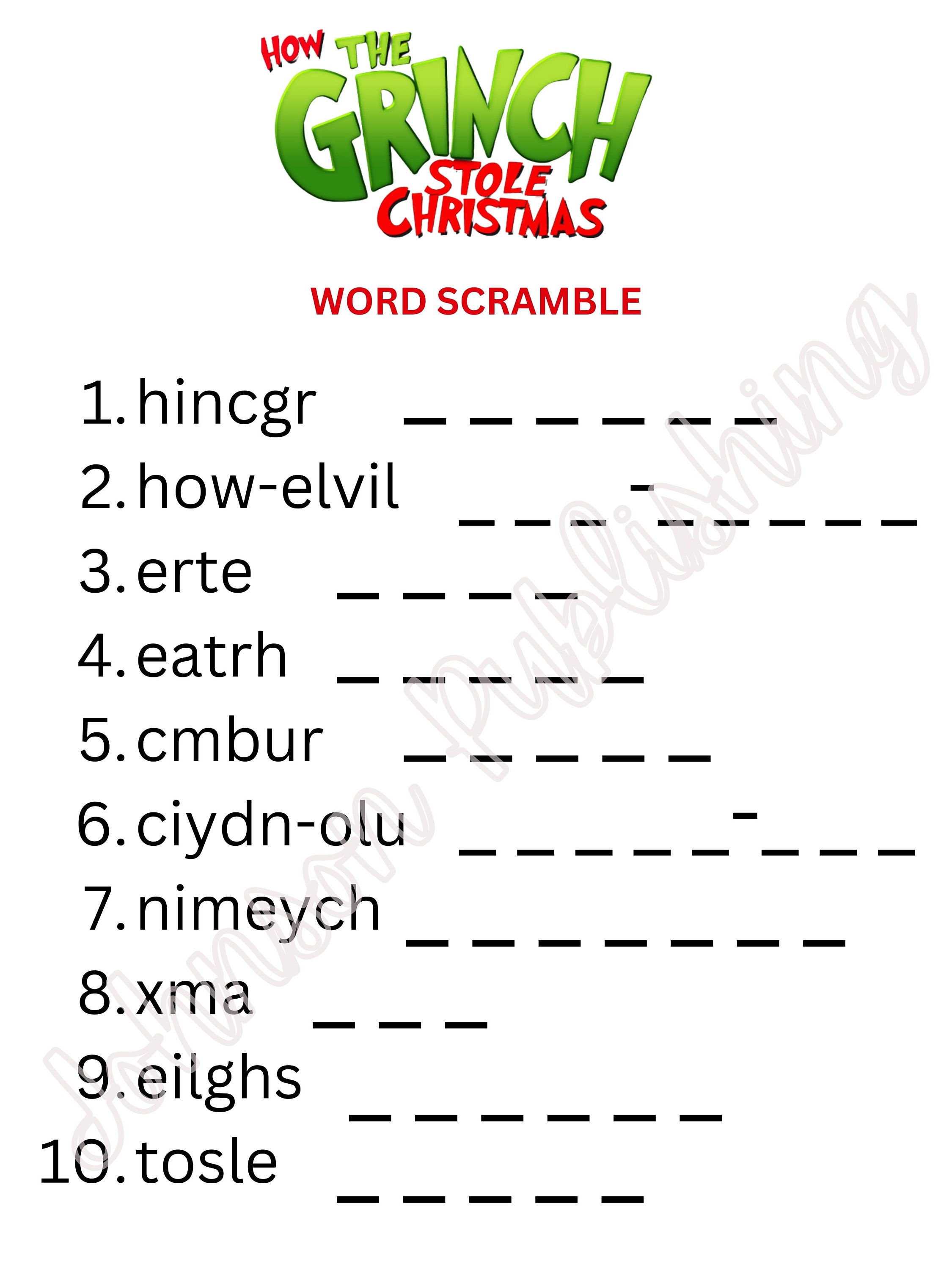 How the Grinch Stole Christmas Movie Companion Digital Printable ...