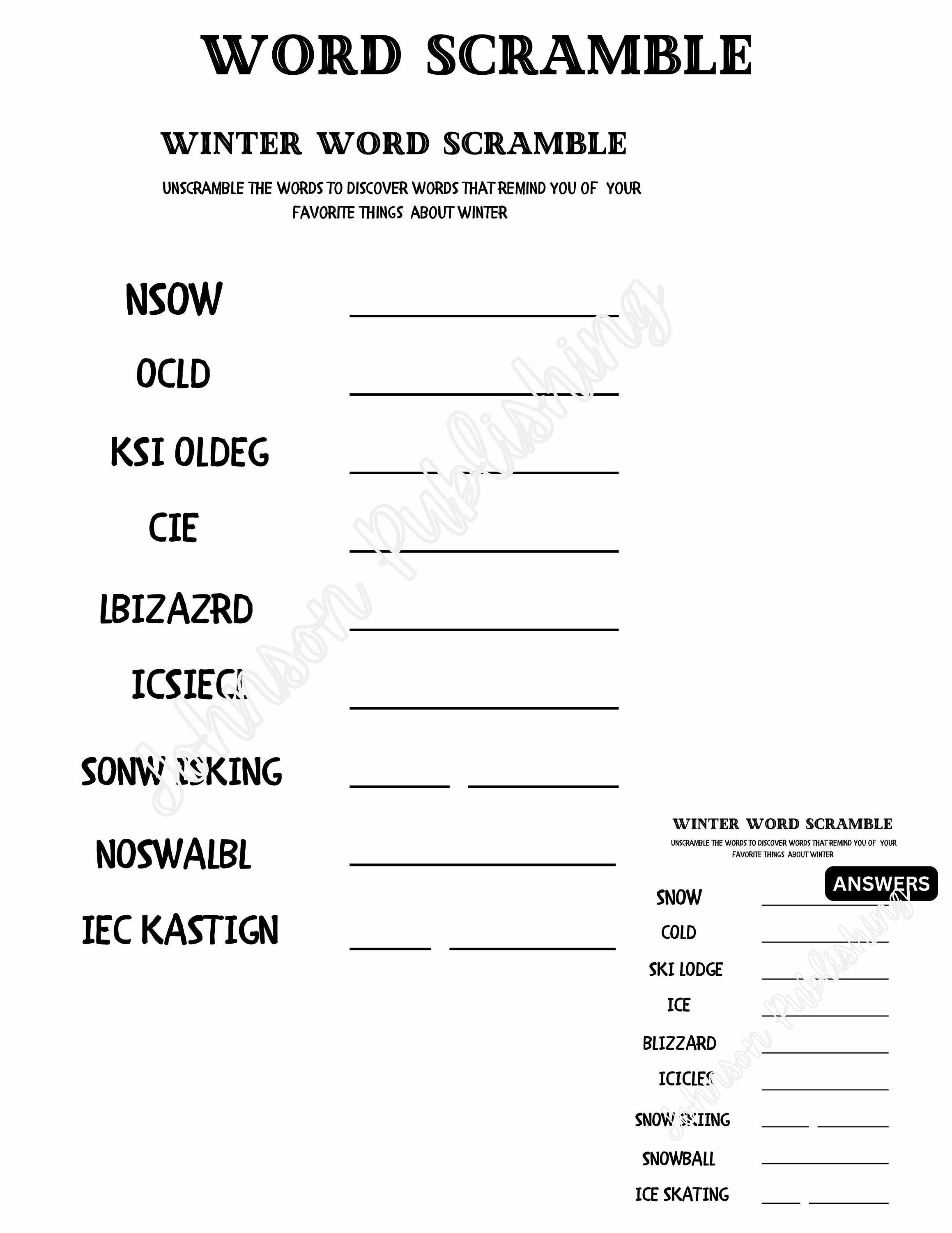 Winter Printable Activity Set, Snow Day Digital Printable Activity Set ...