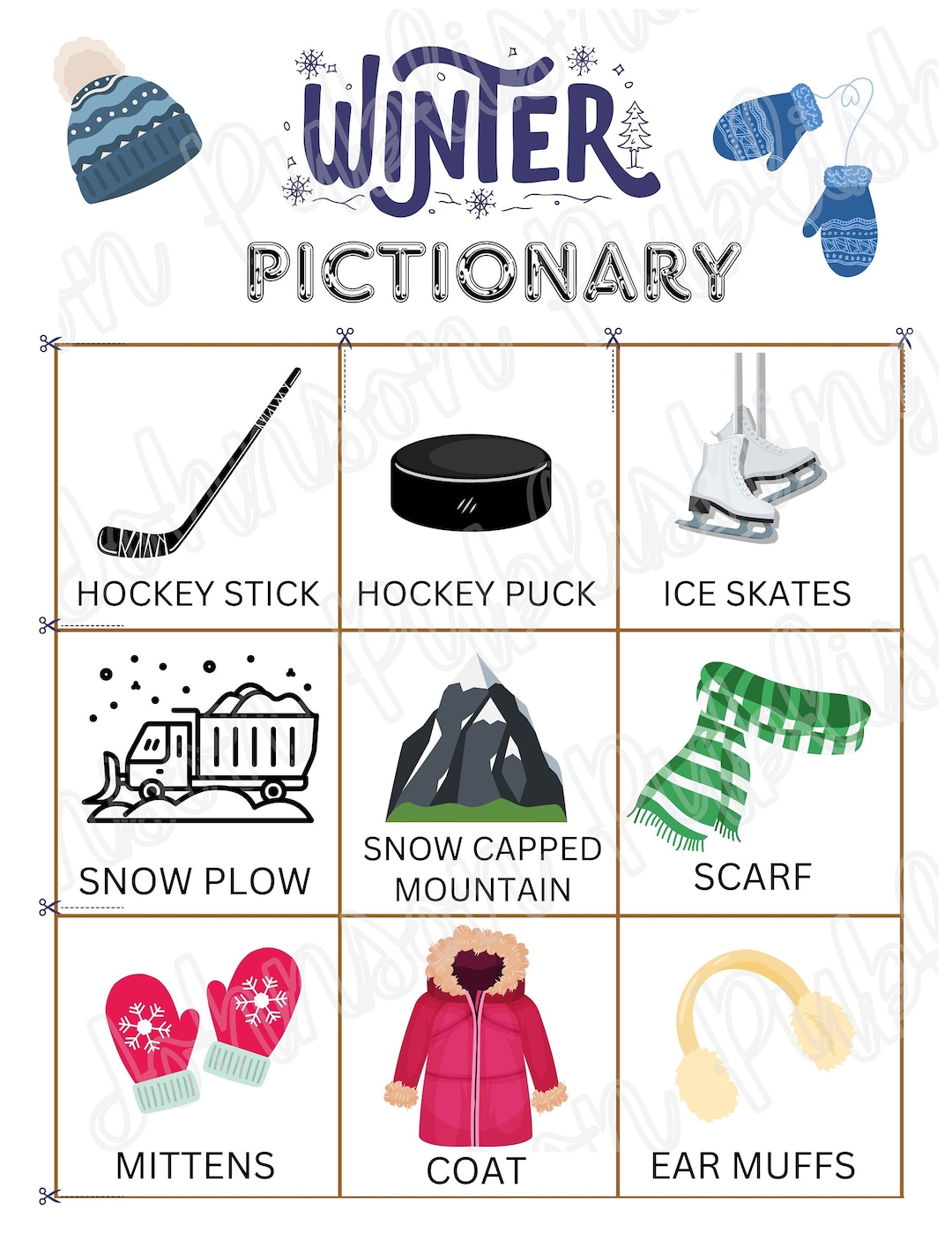 WINTER PICTIONARY ,indoor and Outdoor Activity, Kids, Family Activity ...