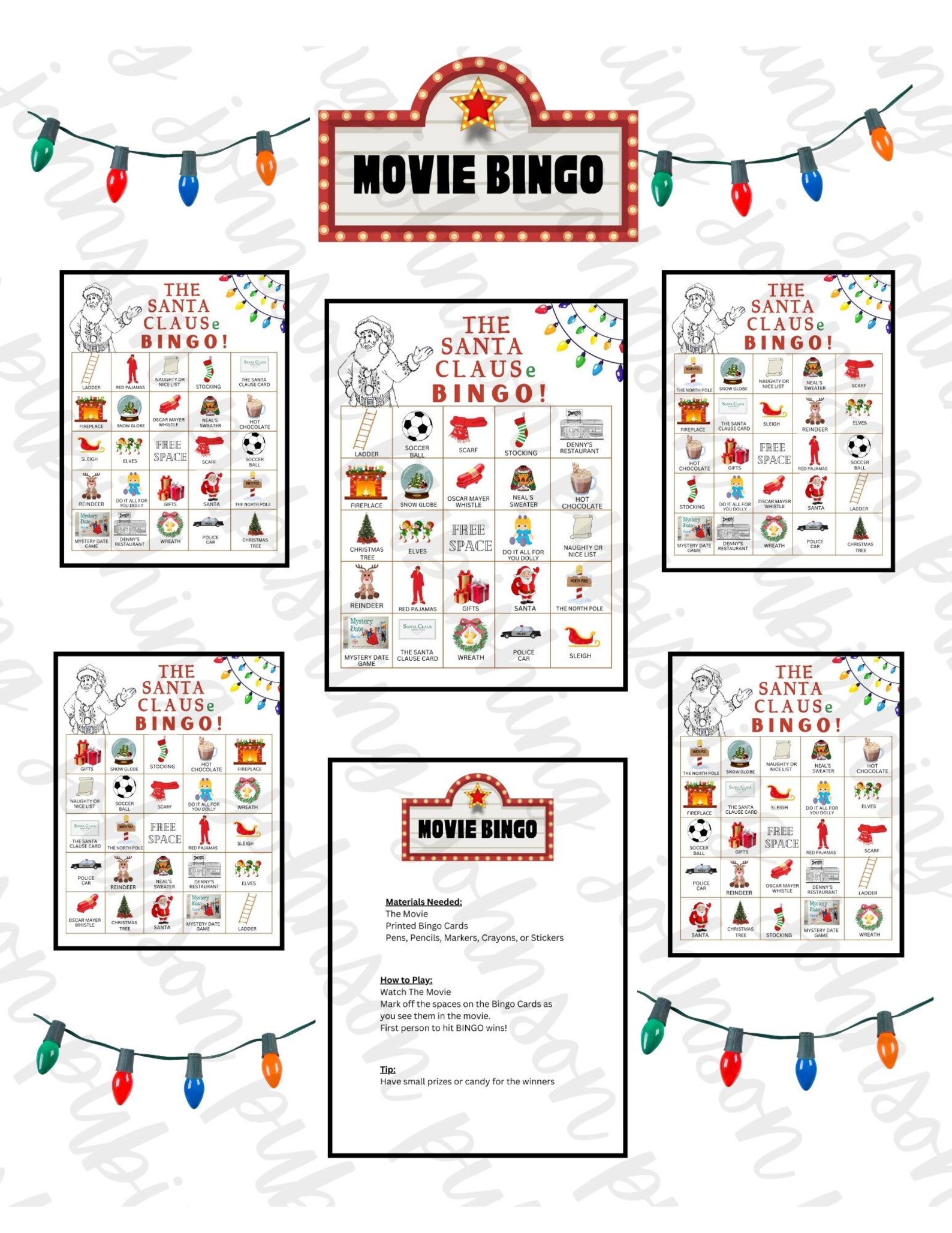 THE SANTA Clause Family Movie Night Activity Kit , Printable Instant ...