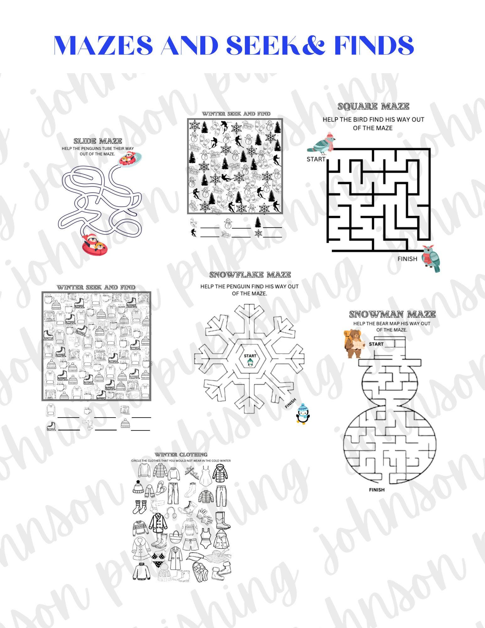 Winter Snow Day Printable Activity Set, Digital File, Screen Free Fun ...