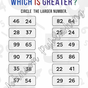 Math Practice Worksheet Large Numbers. Printable, Digital, Worksheet ...