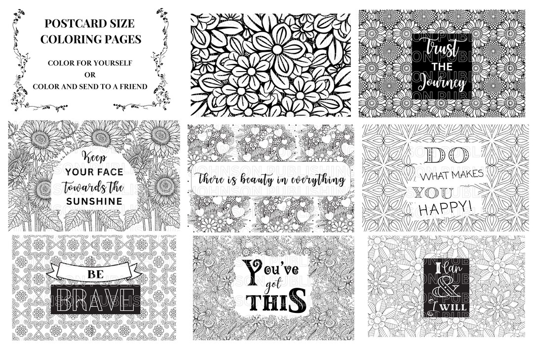 Adult Coloring Pages, Inspirational, Postcard Size ( 6 X 4 ), Printable ...