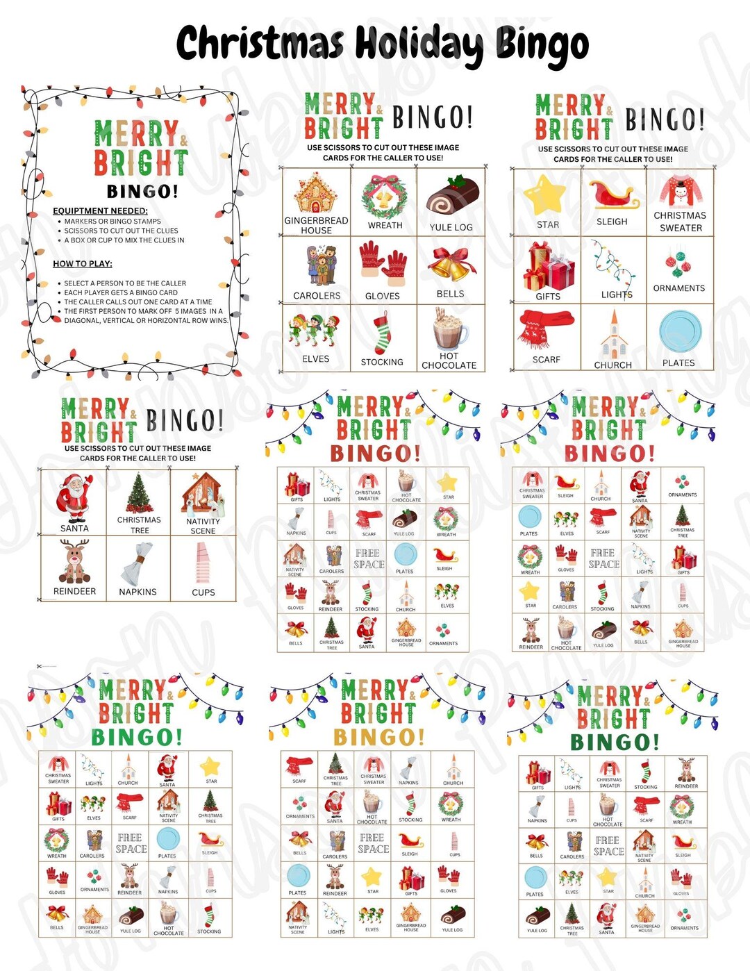 CHRISTMAS BINGO SET Activity, Family Games, Christmas Games - Etsy