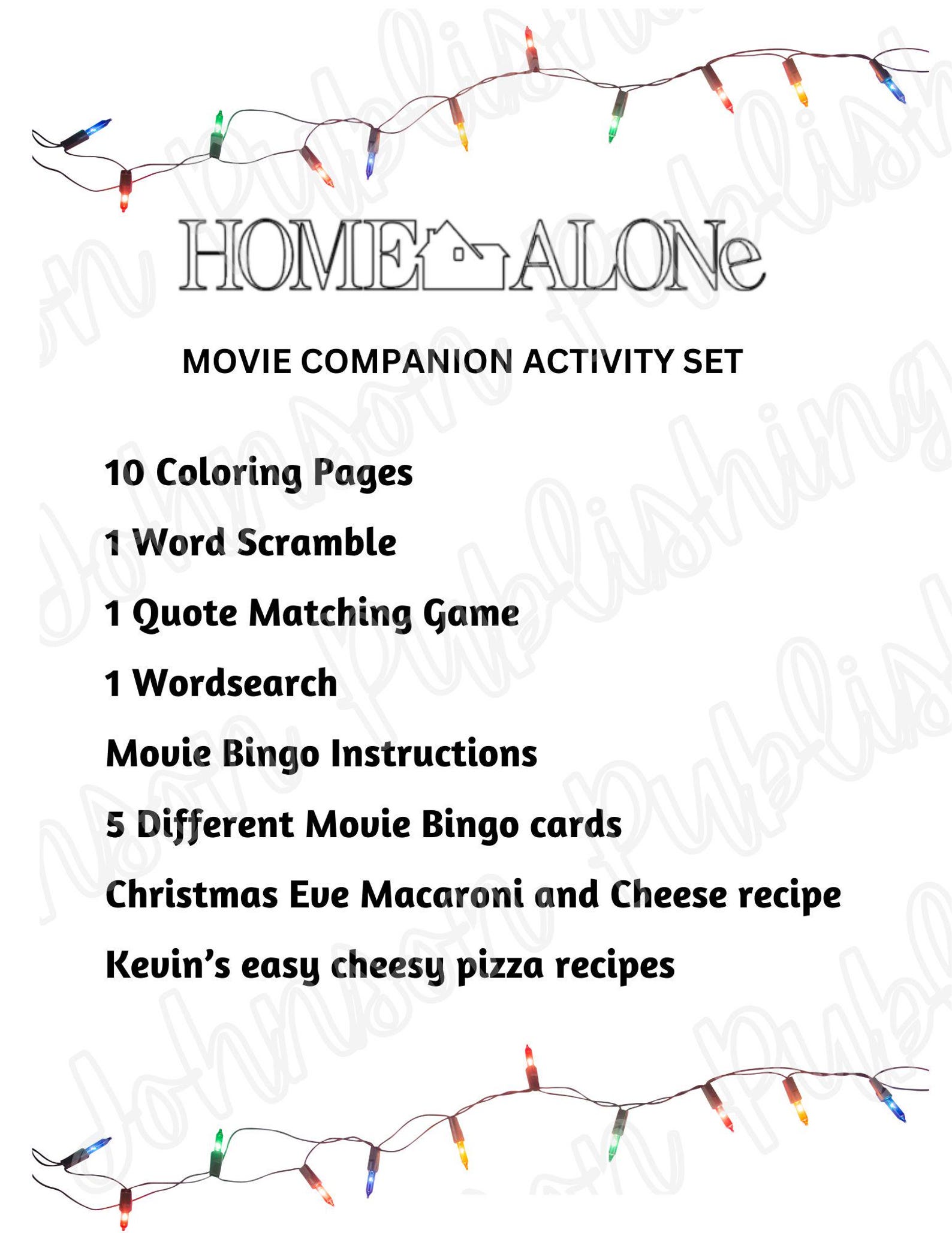 HOME ALONE Family Movie Night Activity Kit Companion, Printable Instant ...