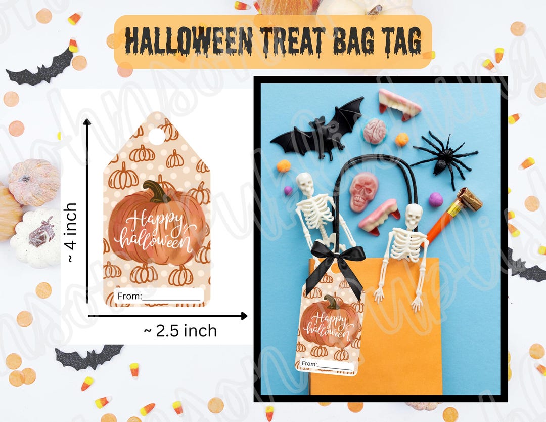 Halloween Treat Bag Tags, Pumpkin, Boo Candy Bag, Trunk or Treat, Treat ...