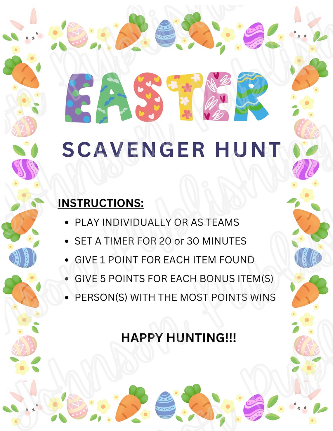 EASTER SCAVENGER HUNT ,indoor and Outdoor Activity, Kids, Family ...