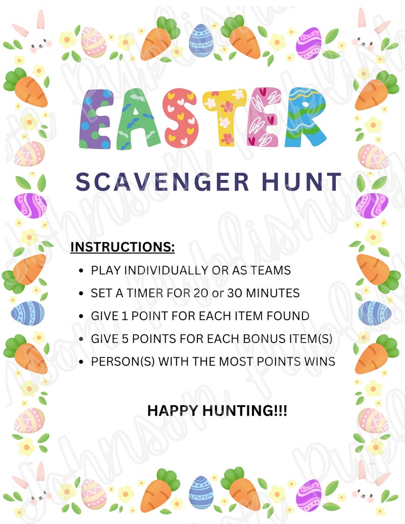 EASTER SCAVENGER HUNT ,indoor and Outdoor Activity, Kids, Family ...