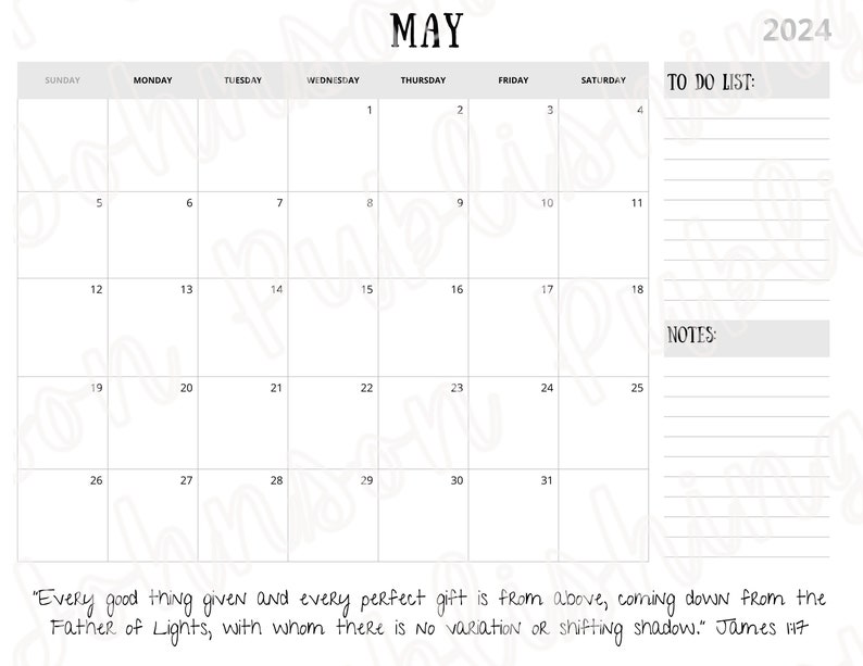 2024 Monthly Calendar Bible Verse Printable landscape 11 X 8.5 - Etsy