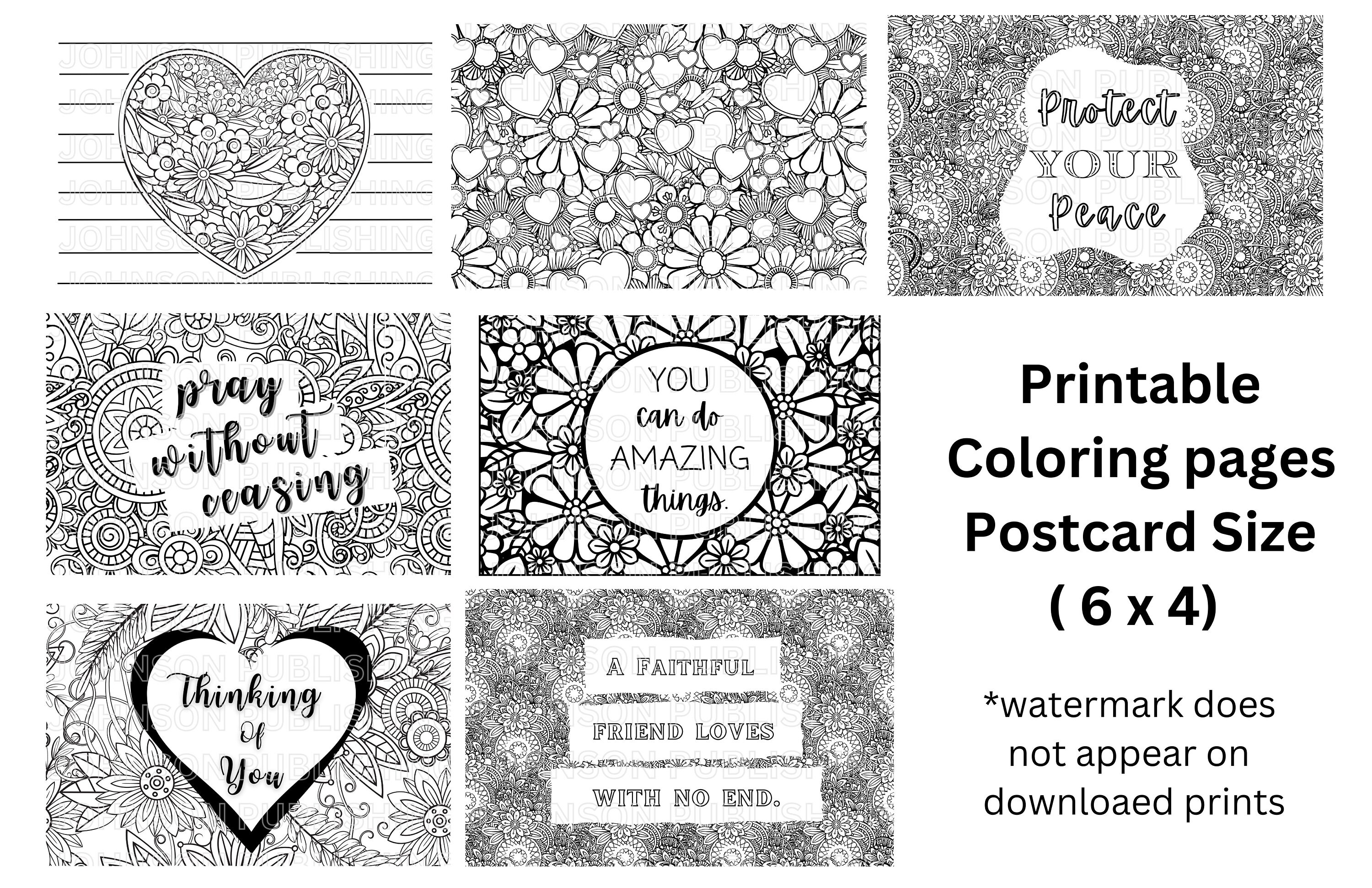 Adult Coloring Pages, Inspirational, Postcard Size ( 6 X 4 ), Printable ...