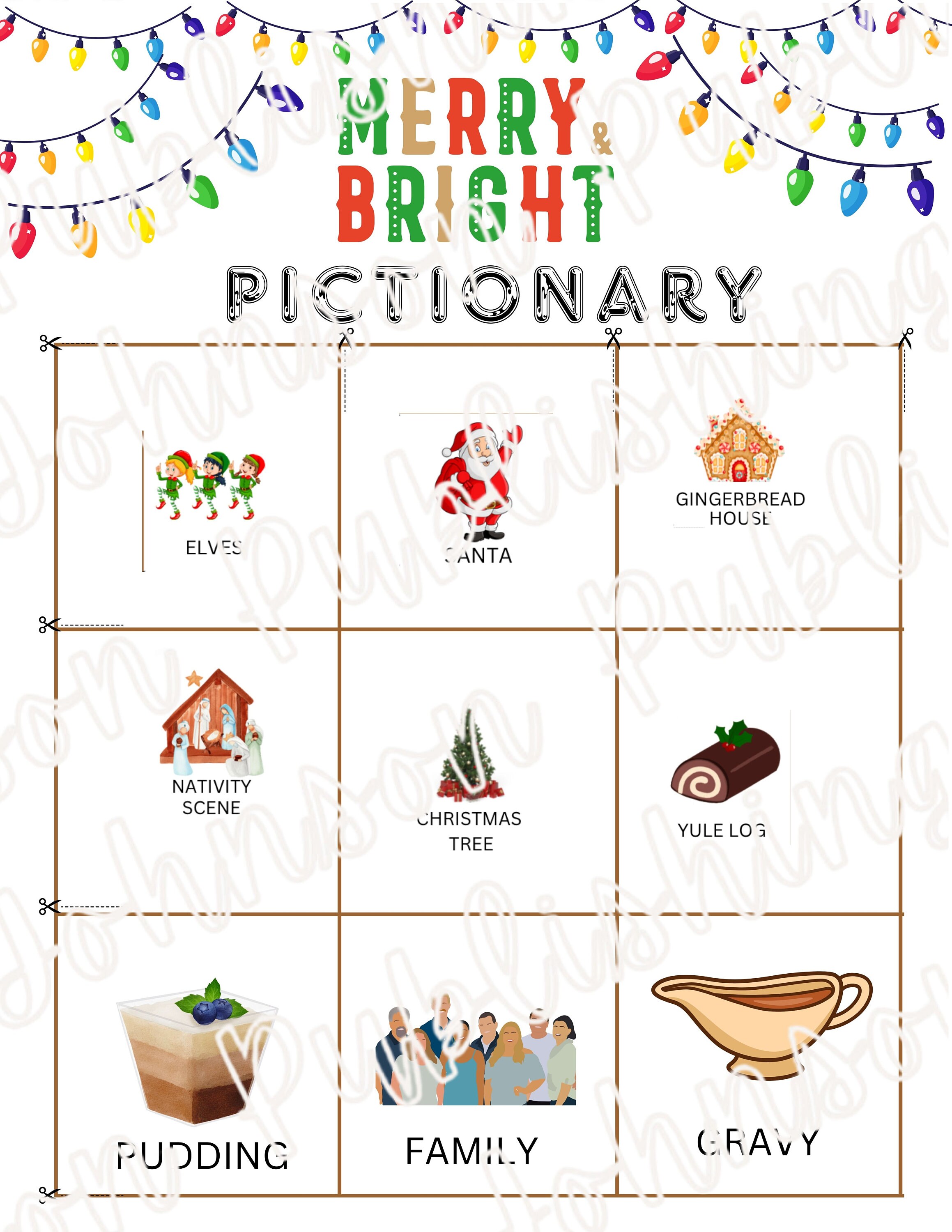 CHRISTMAS PICTIONARY SET Activity, Family Game, Kid Games, Holiday ...