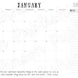 2024 Monthly Calendar Inspirational Quotes Printable landscape 11 X 8.5 ...