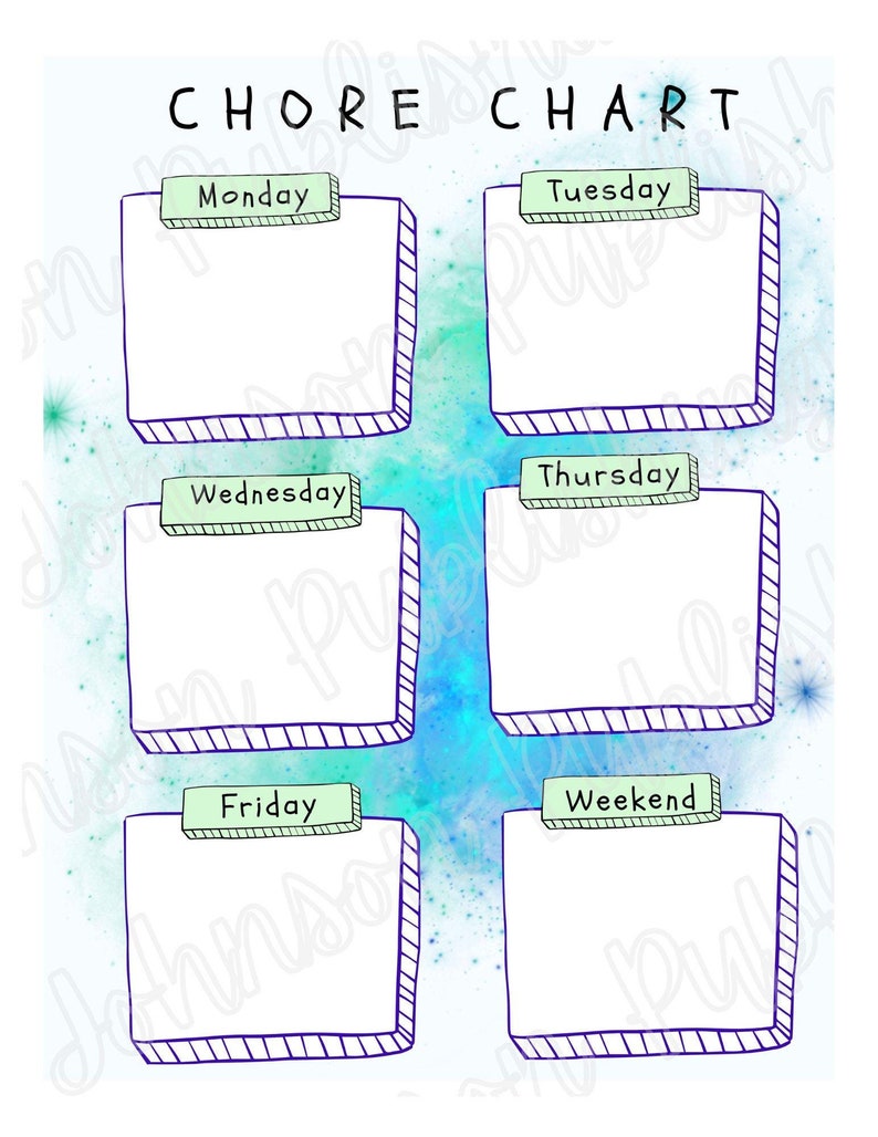 Weekly Chore Chart Printable, Responsibility Chart, Household Chores ...