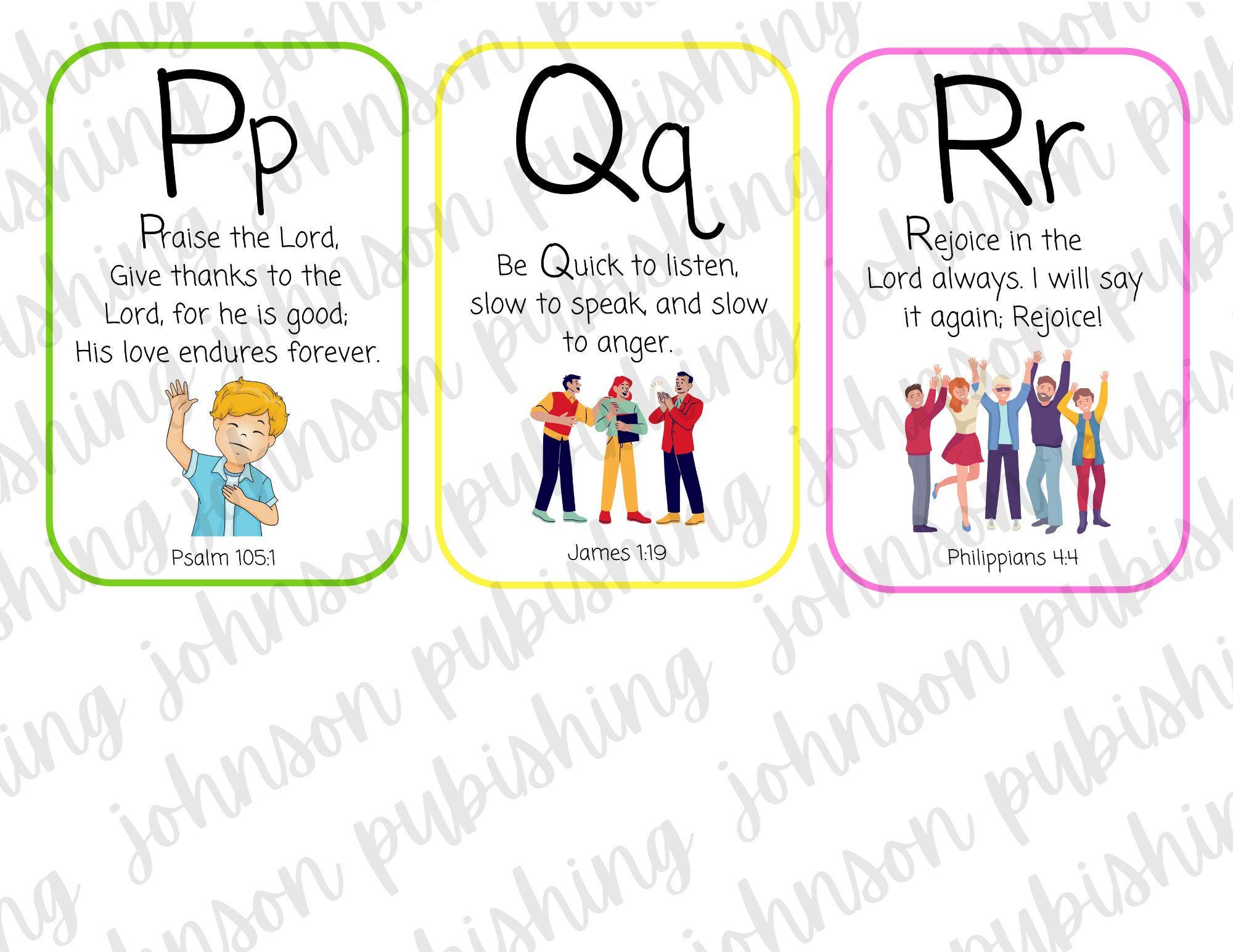 Alphabet Bible Verse Flashcards: Sunday School Learning (PDF File) - Etsy